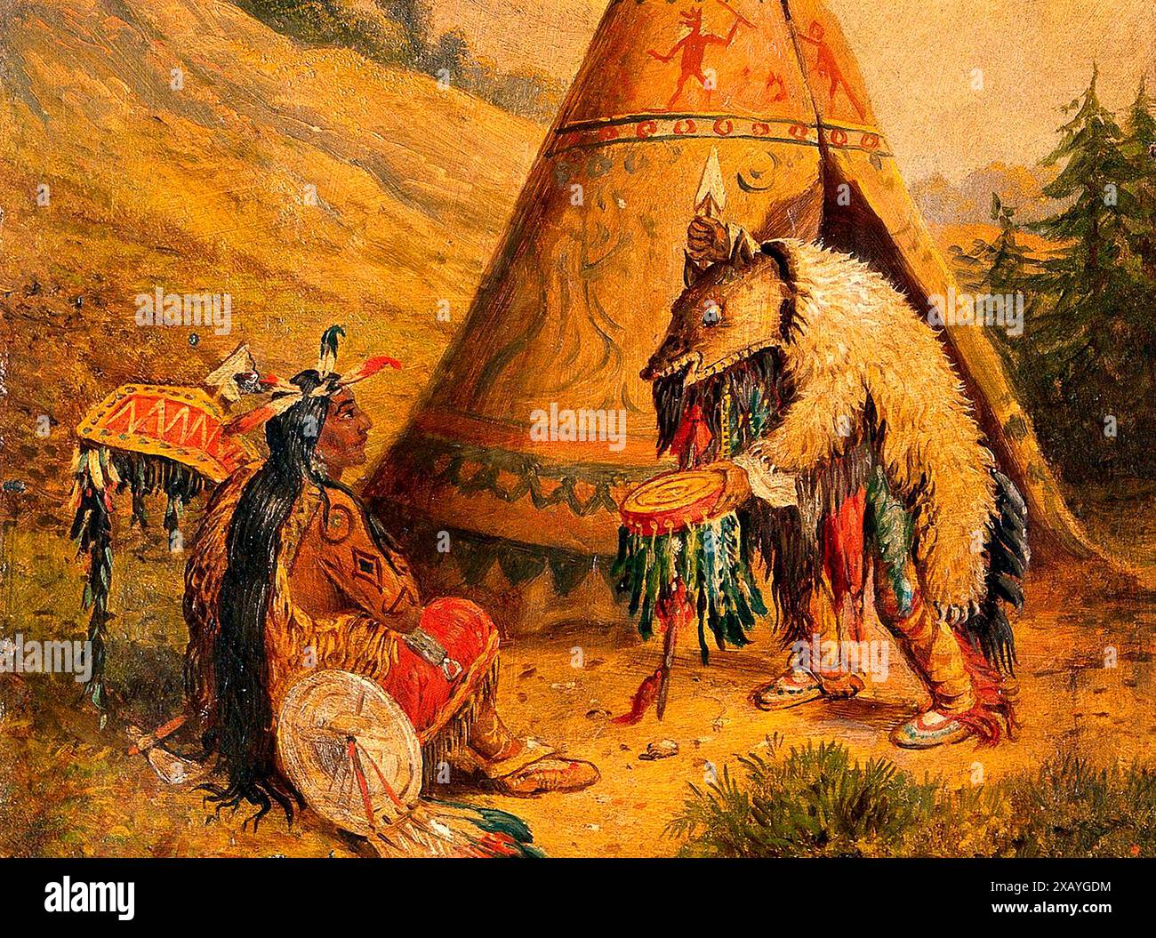 A Native American medicine man by Catlin George Stock Photo - Alamy