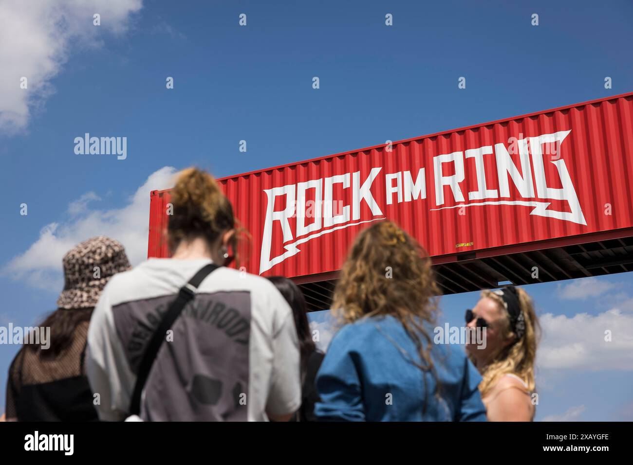 Festival visitors in front of the entrance to the infield at the Rock ...