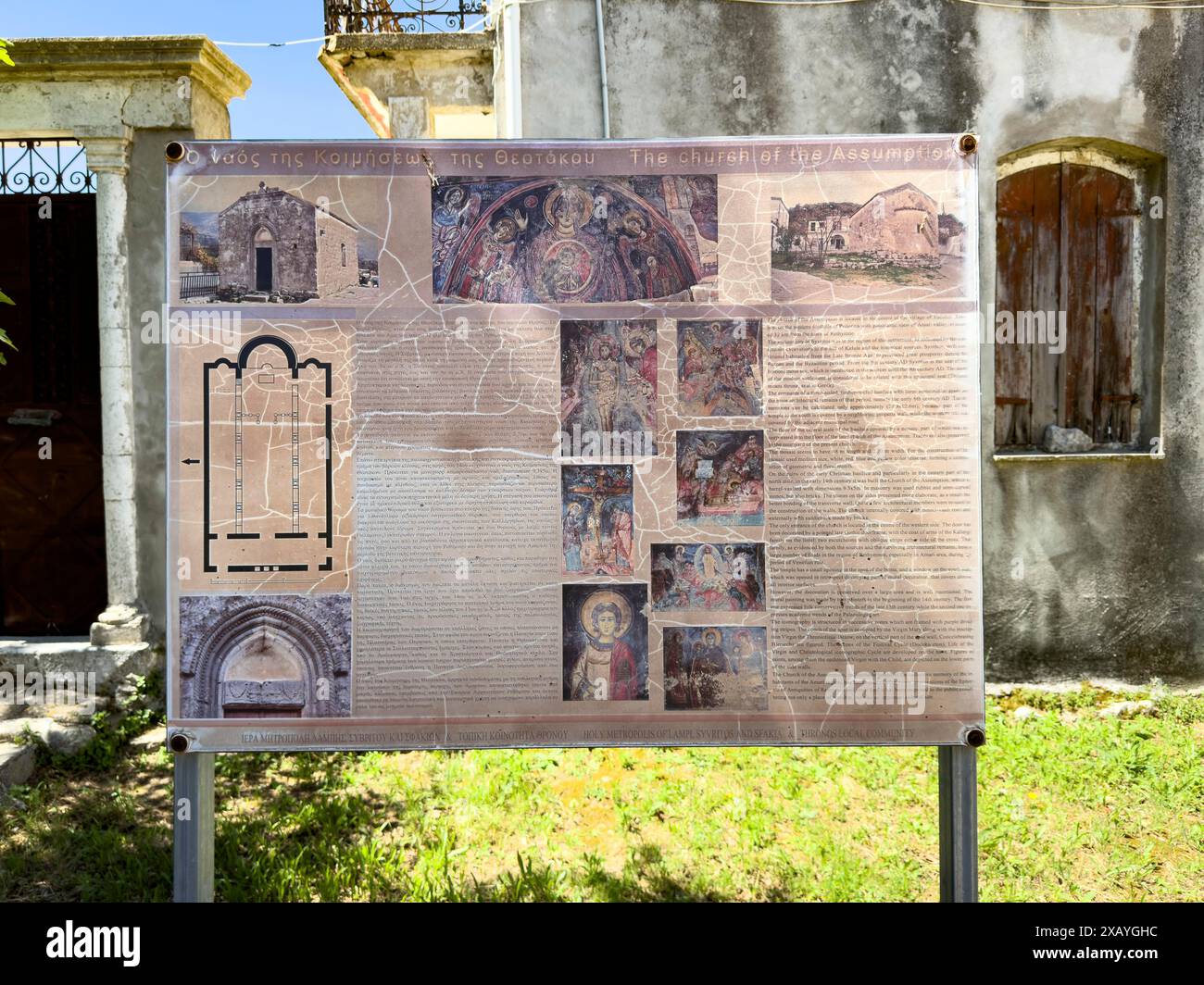 Tourist board for holidaymakers with explanation of floor plan frescoes history information in ...
