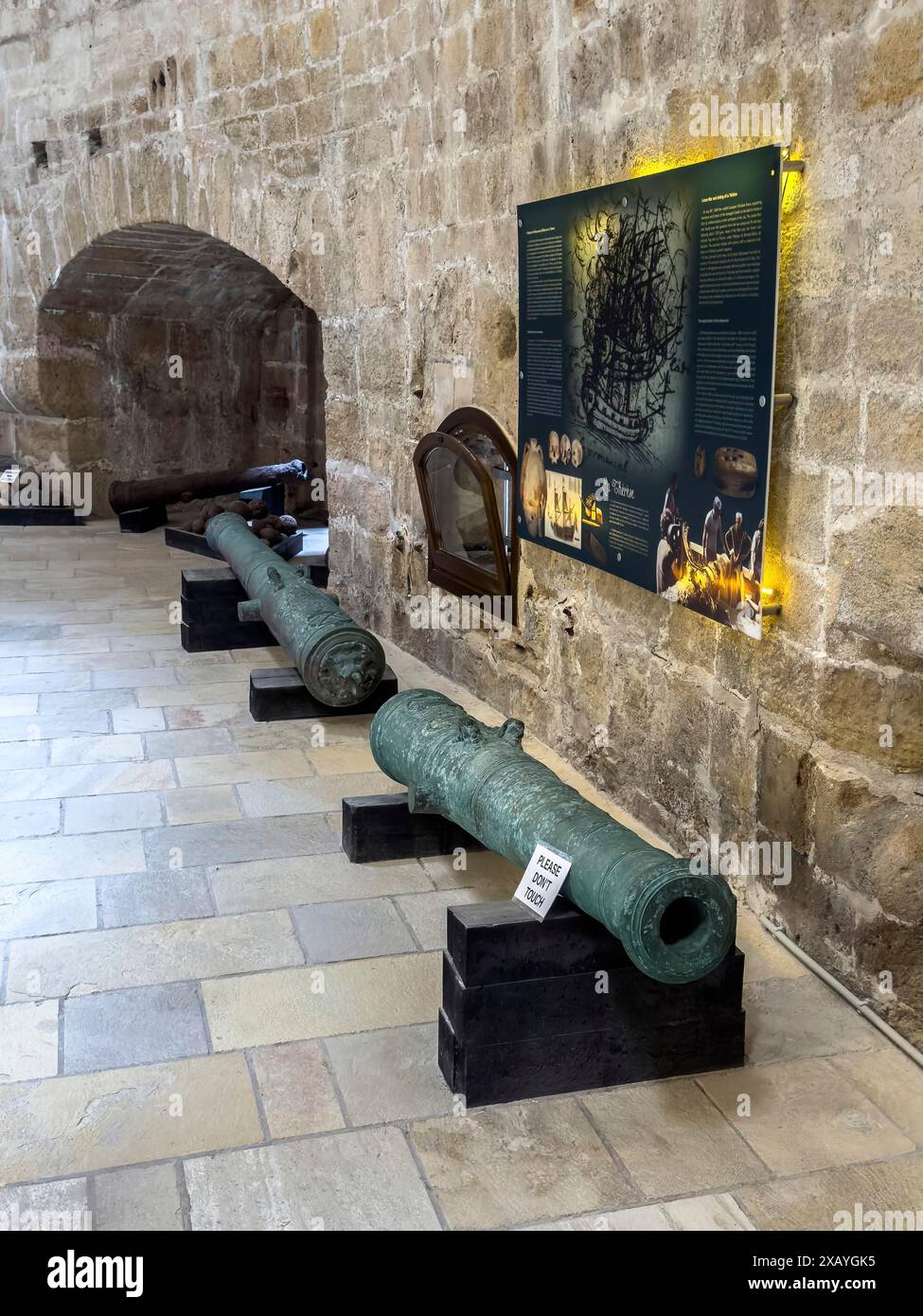 Exhibits two historical old cannon cannons in in the Middle Ages 16th ...