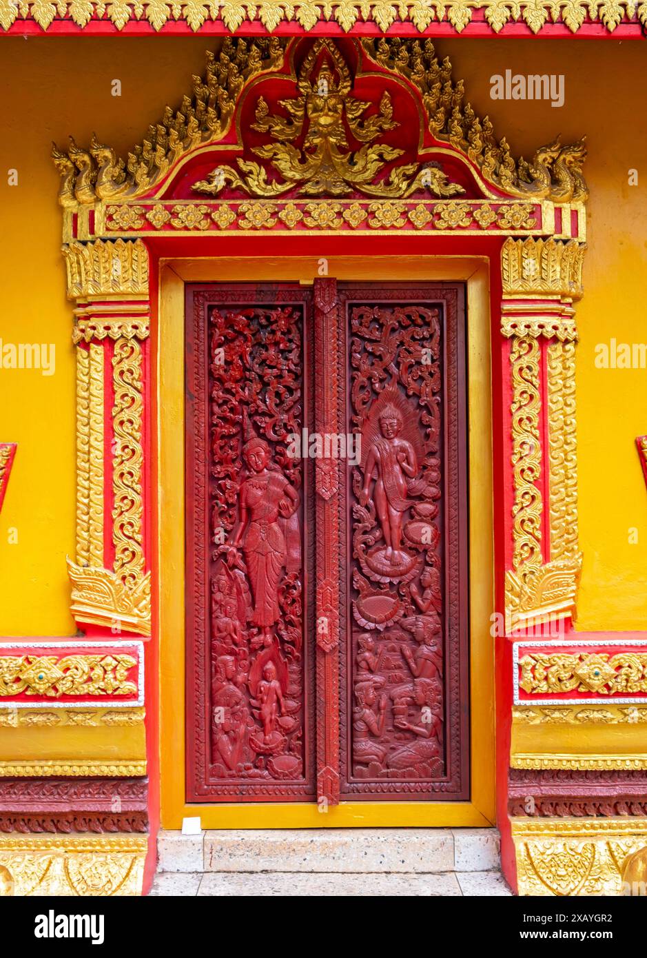 Architectural detail, Wat Si Muang temple, Vientiane, Laos Stock Photo ...