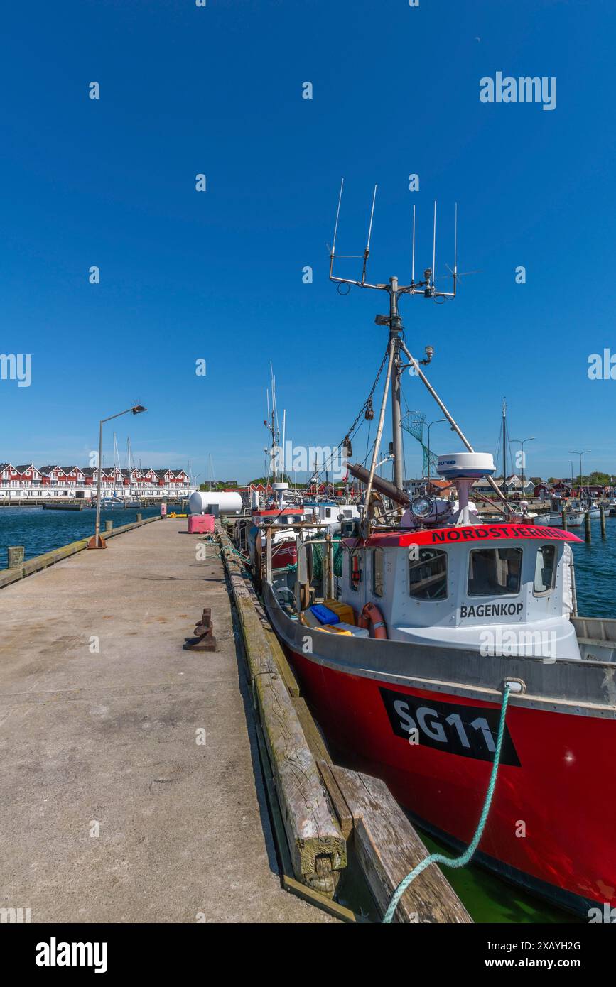 Bagenkop harbour, Langeland island, Funen, fishing boat, jetty, holiday ...