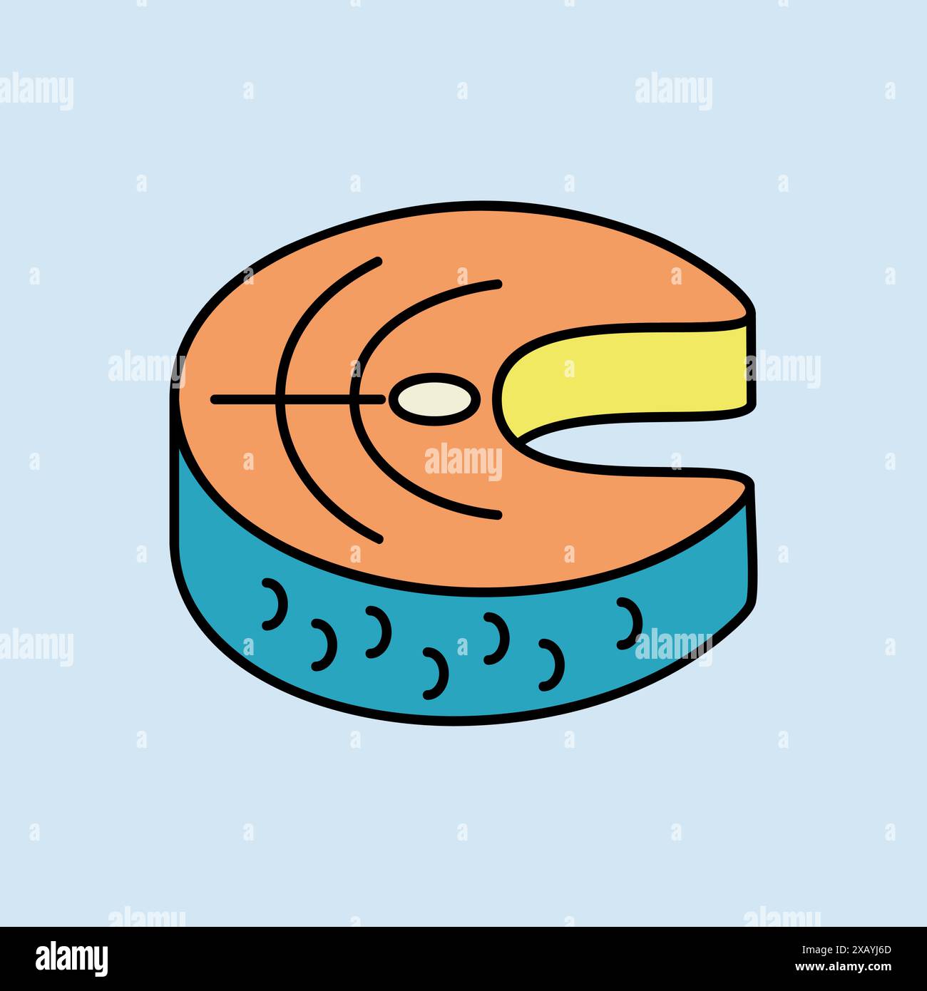Steak of red fish salmon flat icon. Farm animal sign. Graph symbol for ...