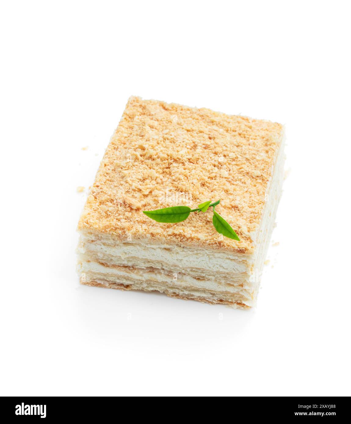 Delicious puff pastry layered cake isolated on white background Stock ...
