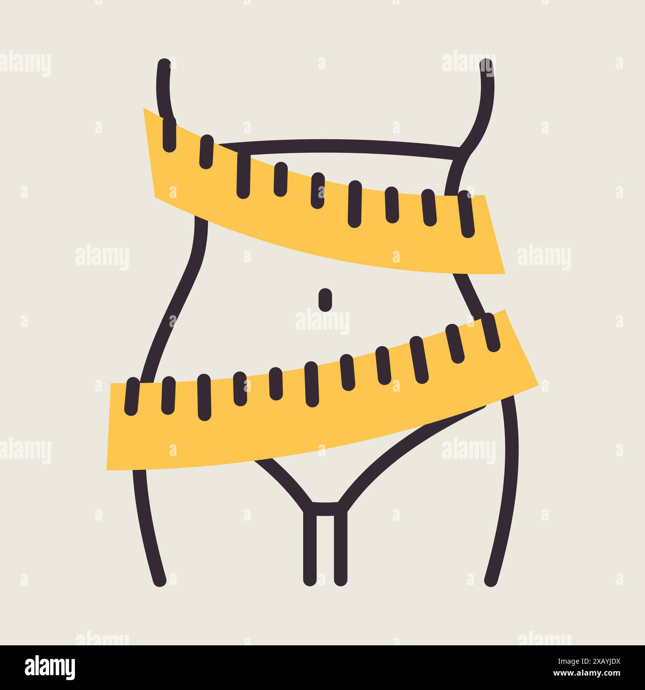 Elegant women's waist with measuring tape vector icon. Graph symbol for ...