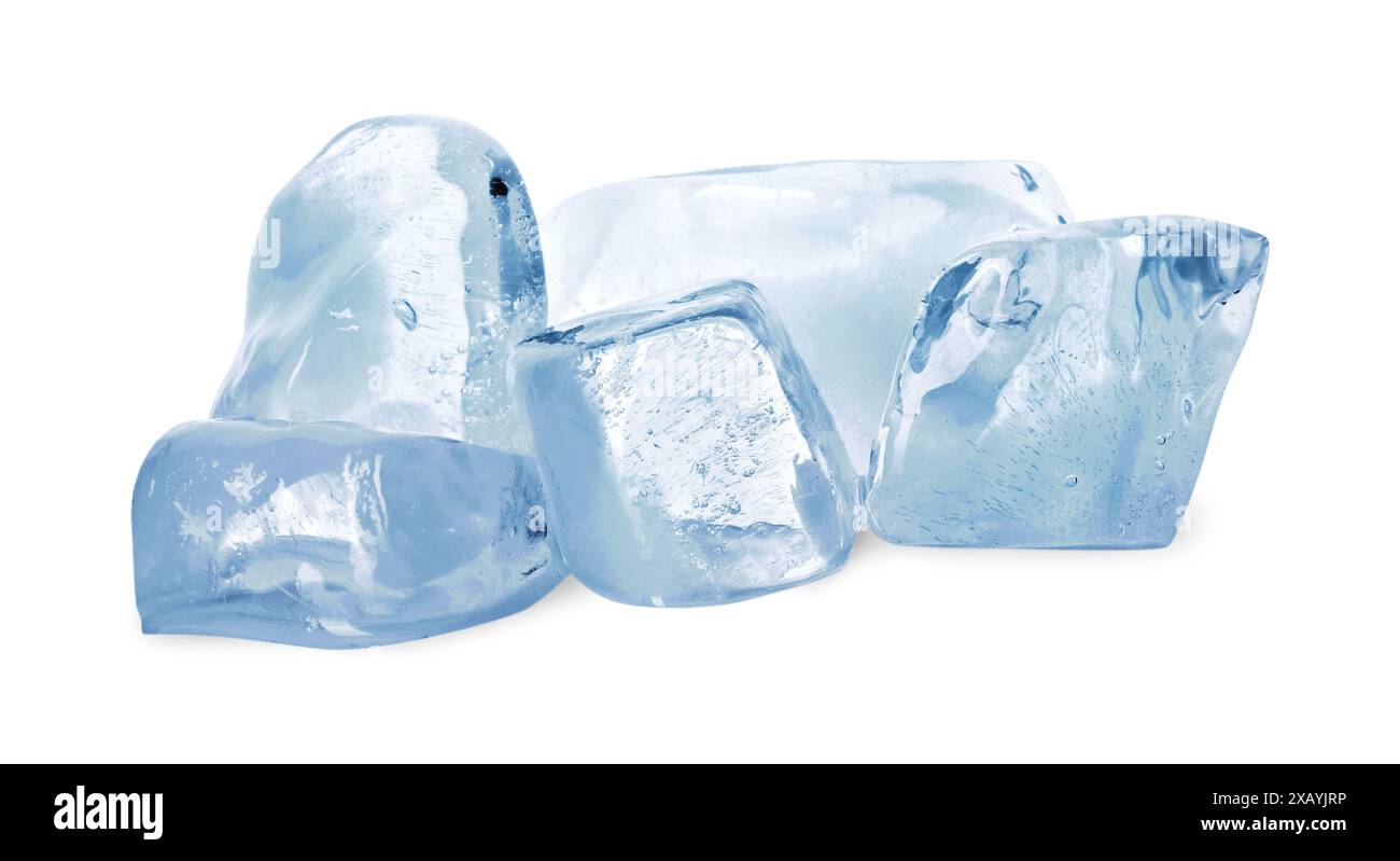 Pieces of crushed ice isolated on white Stock Photo - Alamy