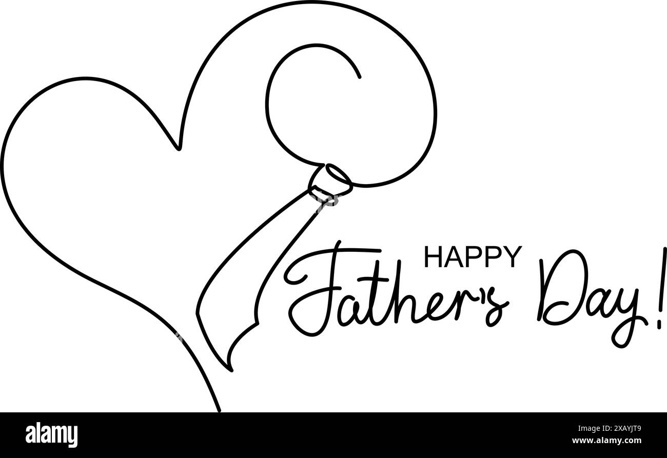 Tie in heart Happy Fathers Day. Continuous One line drawing Stock ...