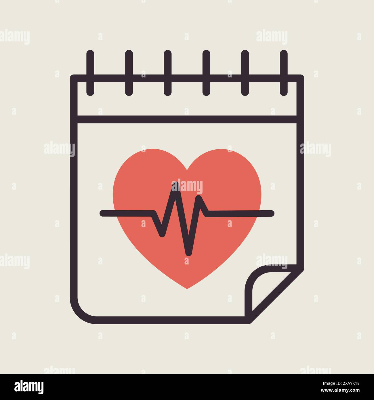 Medical checkup calendar vector icon. Cardio training calendar sign ...