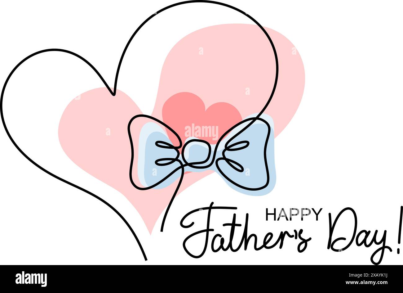 Bow Tie in heart Happy Fathers Day. Continuous One line drawing Stock ...