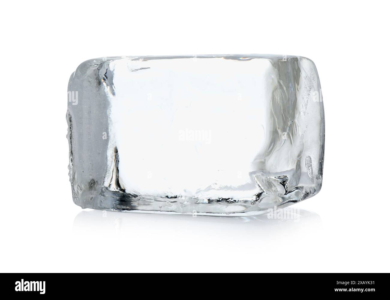 One cube of clear ice isolated on white Stock Photo - Alamy