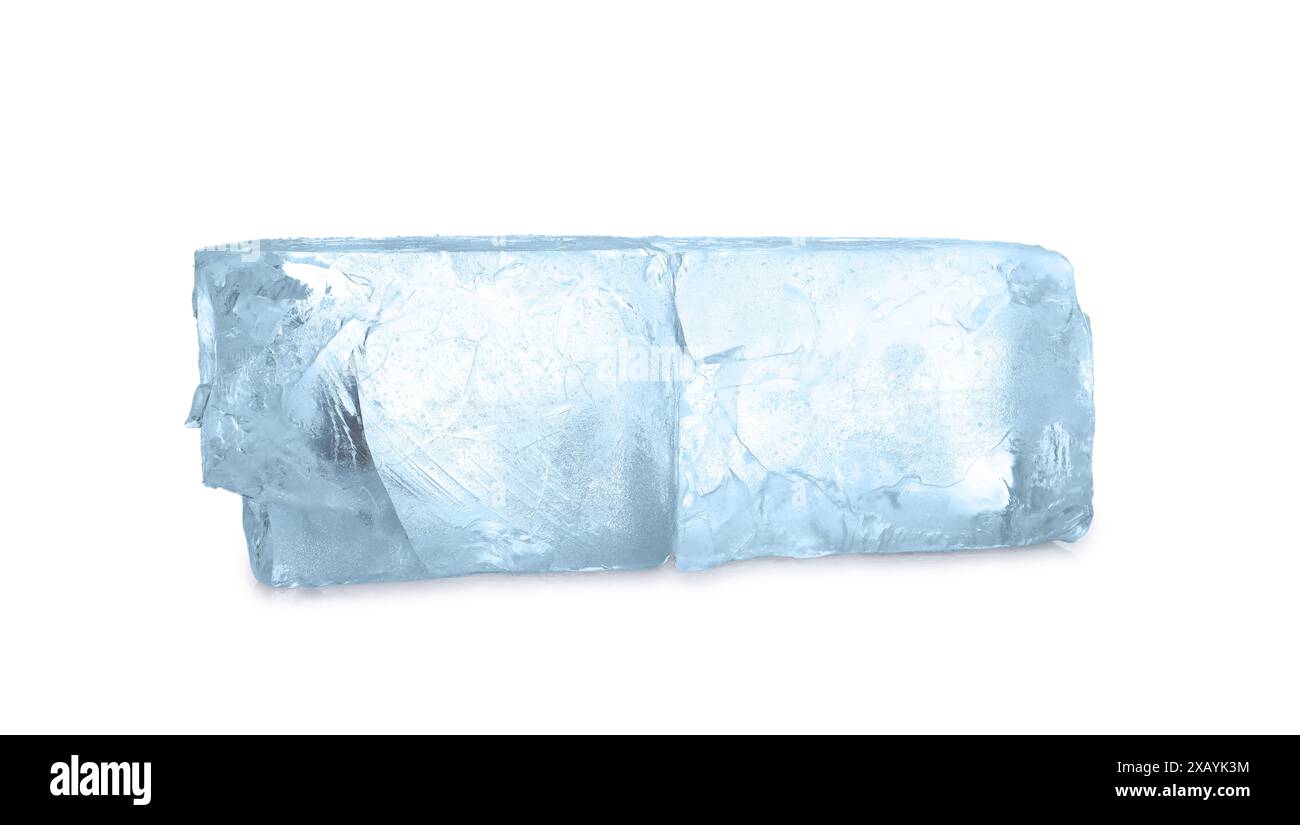 Two blocks of clear ice isolated on white Stock Photo - Alamy