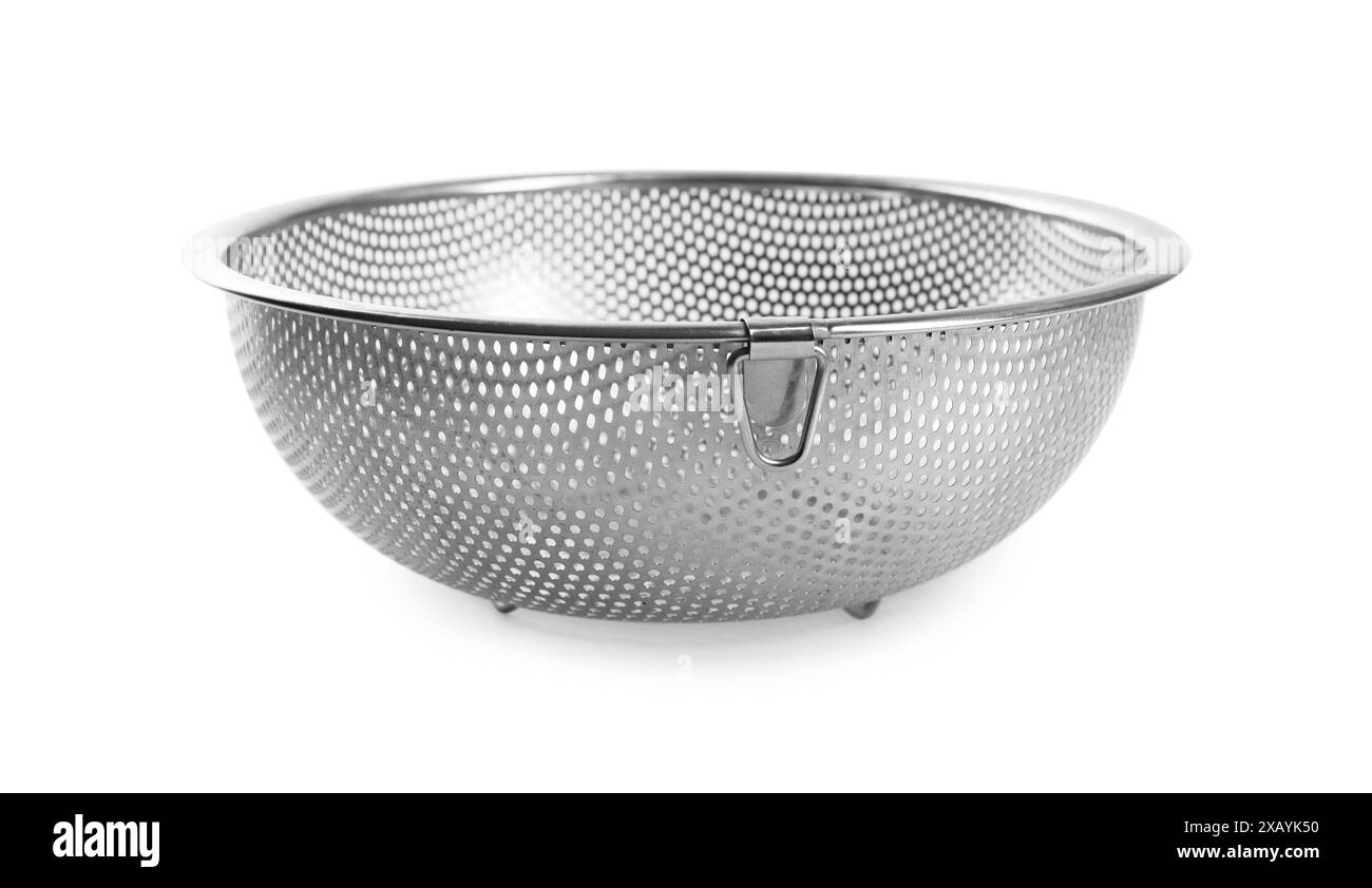 One metal sieve isolated on white. Kitchen utensil Stock Photo - Alamy