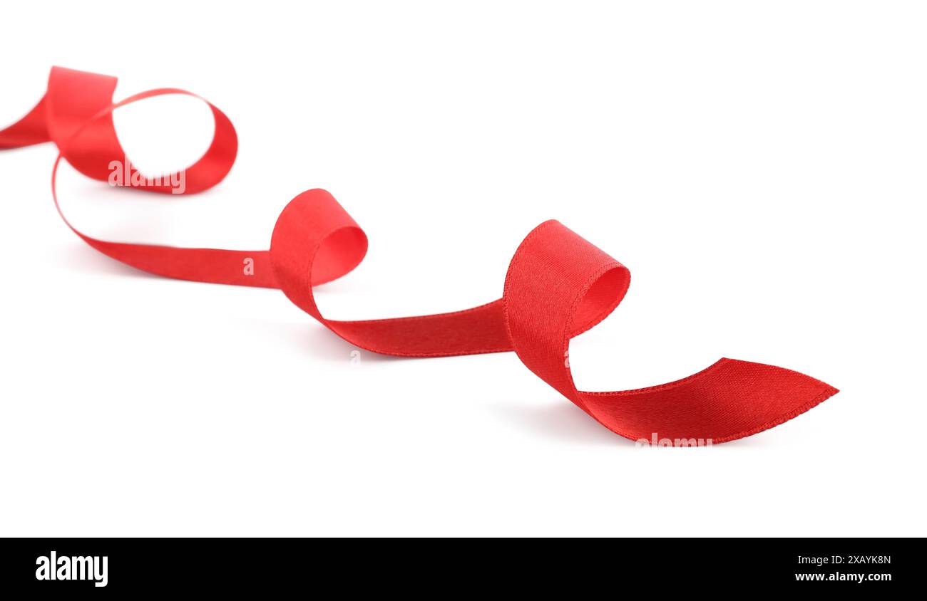 One beautiful red ribbon isolated on white Stock Photo - Alamy