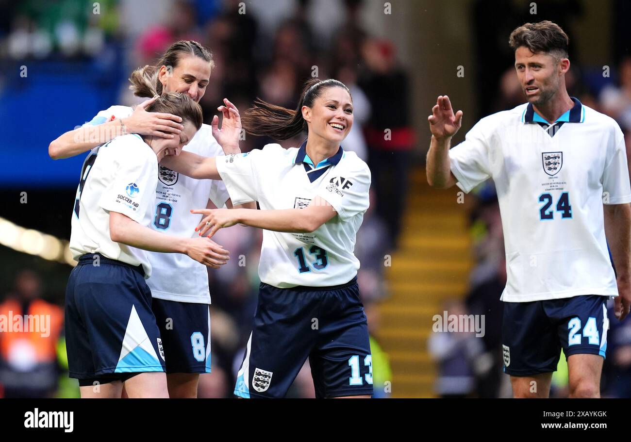England's Ellen White (left) celebrates scoring their side's second ...