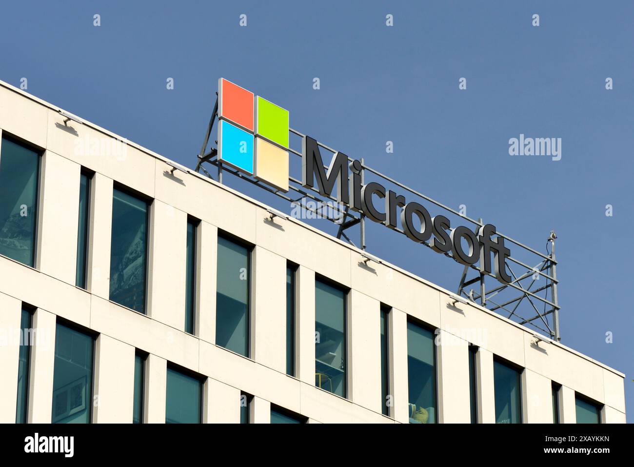 Microsoft logo on office building in Sofia Bulgaria, Eastern Europe ...