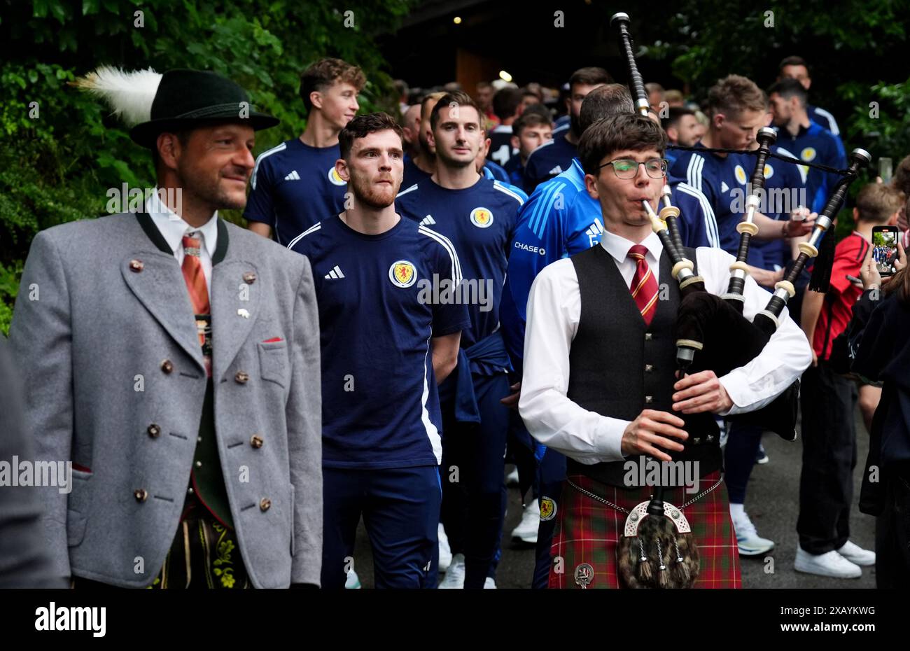 The Scotland team arrive at Bayernhalle in Garmisch-Partenkirchen ...