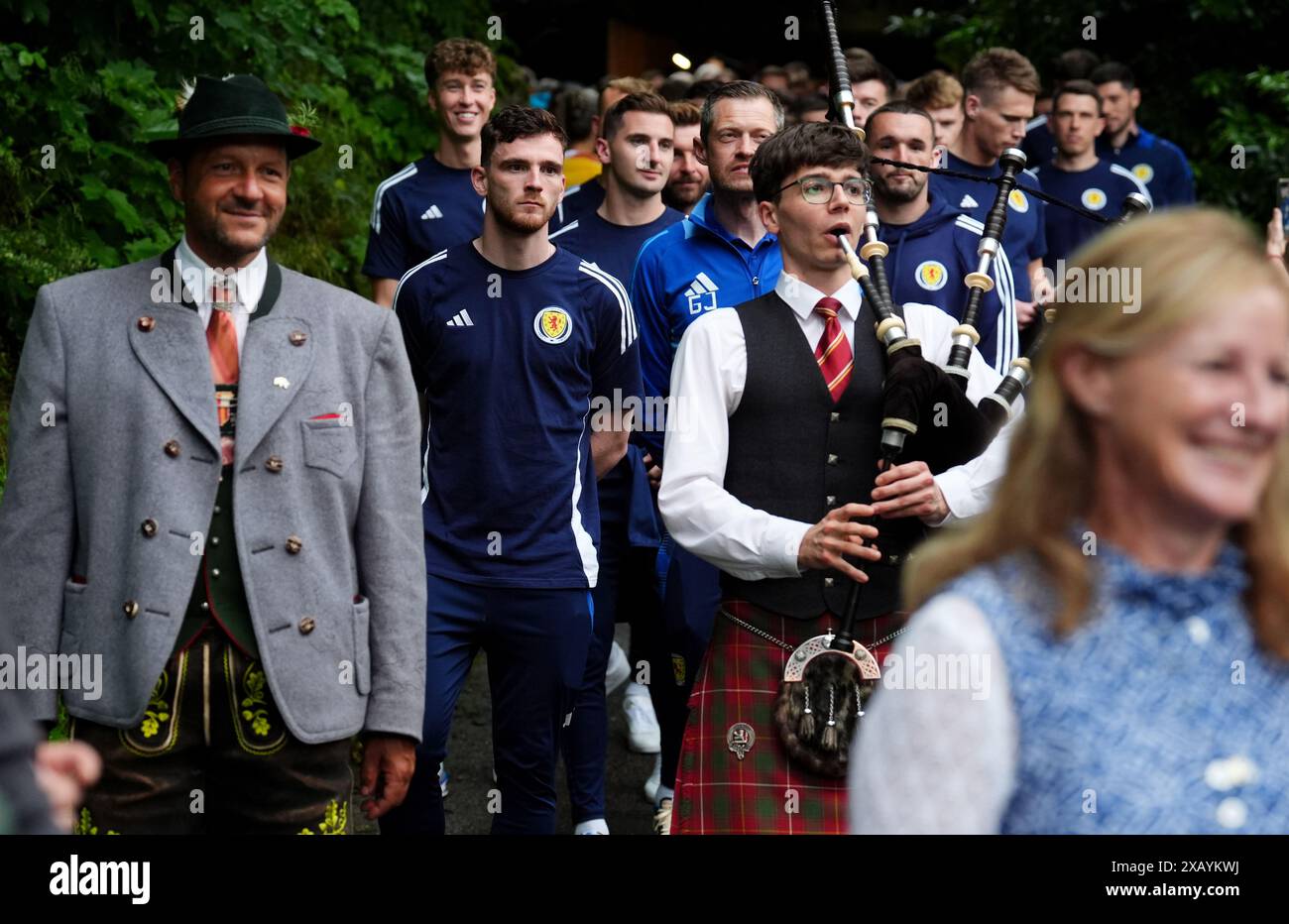 The Scotland team arrive at Bayernhalle in Garmisch-Partenkirchen ...
