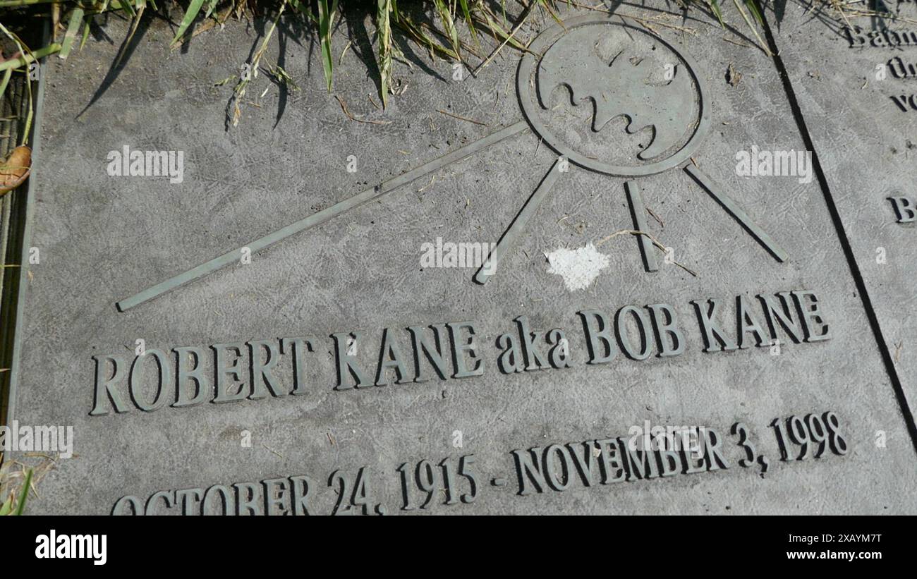 Los Angeles, California, USA 6th June 2024 Bob Kane Grave in Court of Liberty, Gardens of ...