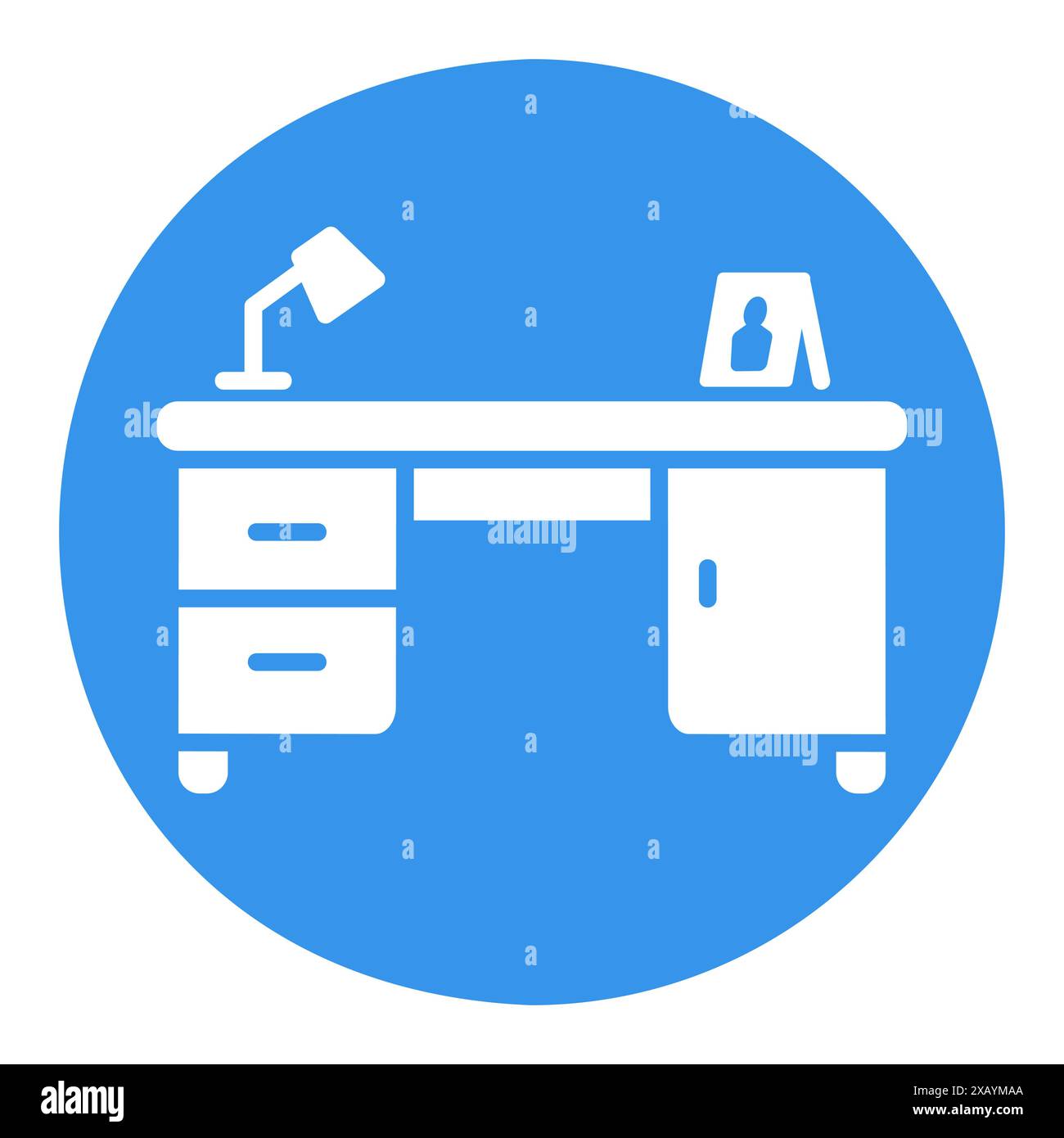 Work desk with lamp vector solid icon. Graph symbol for furniture, web ...