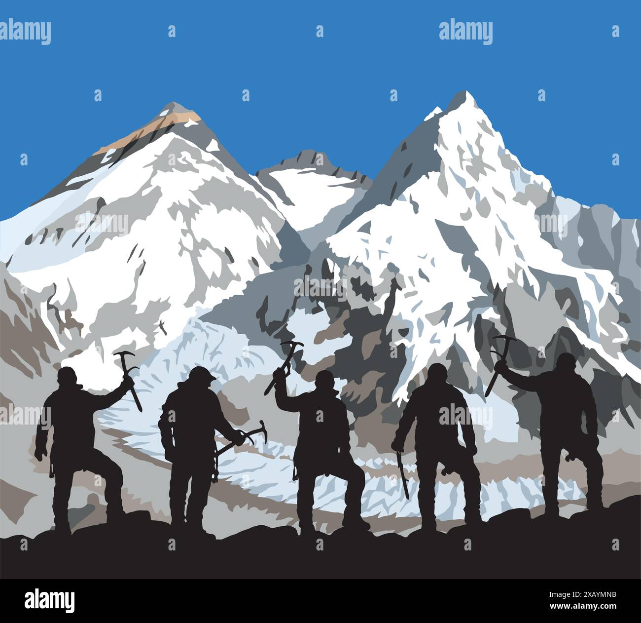 mount Everest Lhotse and Nuptse from Nepal side as seen from Pumori ...