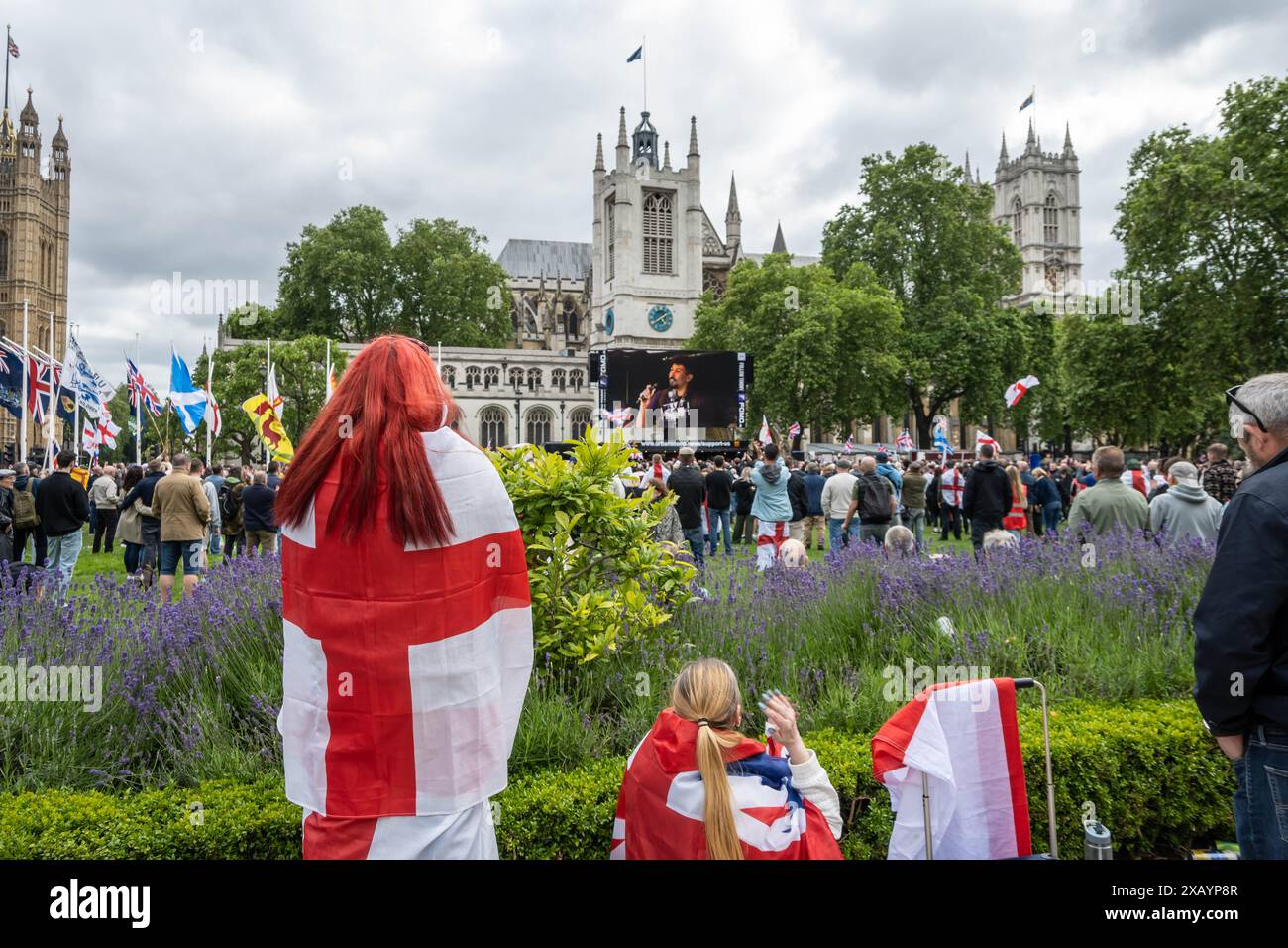 WESTMINSTER ENGLAND - 1 June 2024: Crowd at a March for England and ...