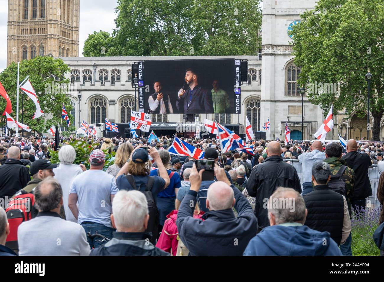 WESTMINSTER ENGLAND - 1 June 2024: Crowd at a March for England and ...