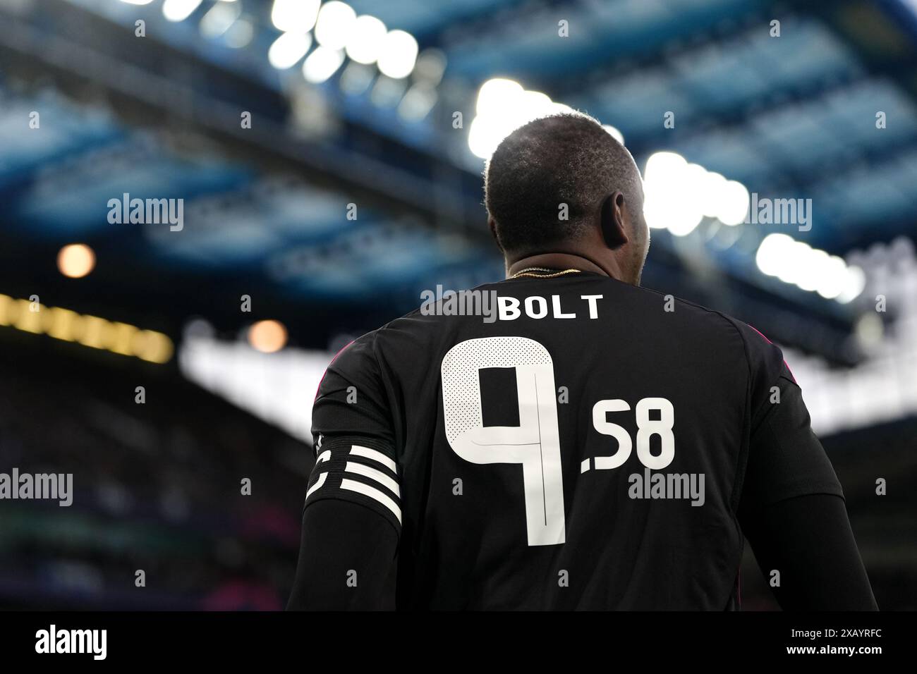World XI's Usain Bolt during Soccer Aid for UNICEF 2024 at Stamford ...