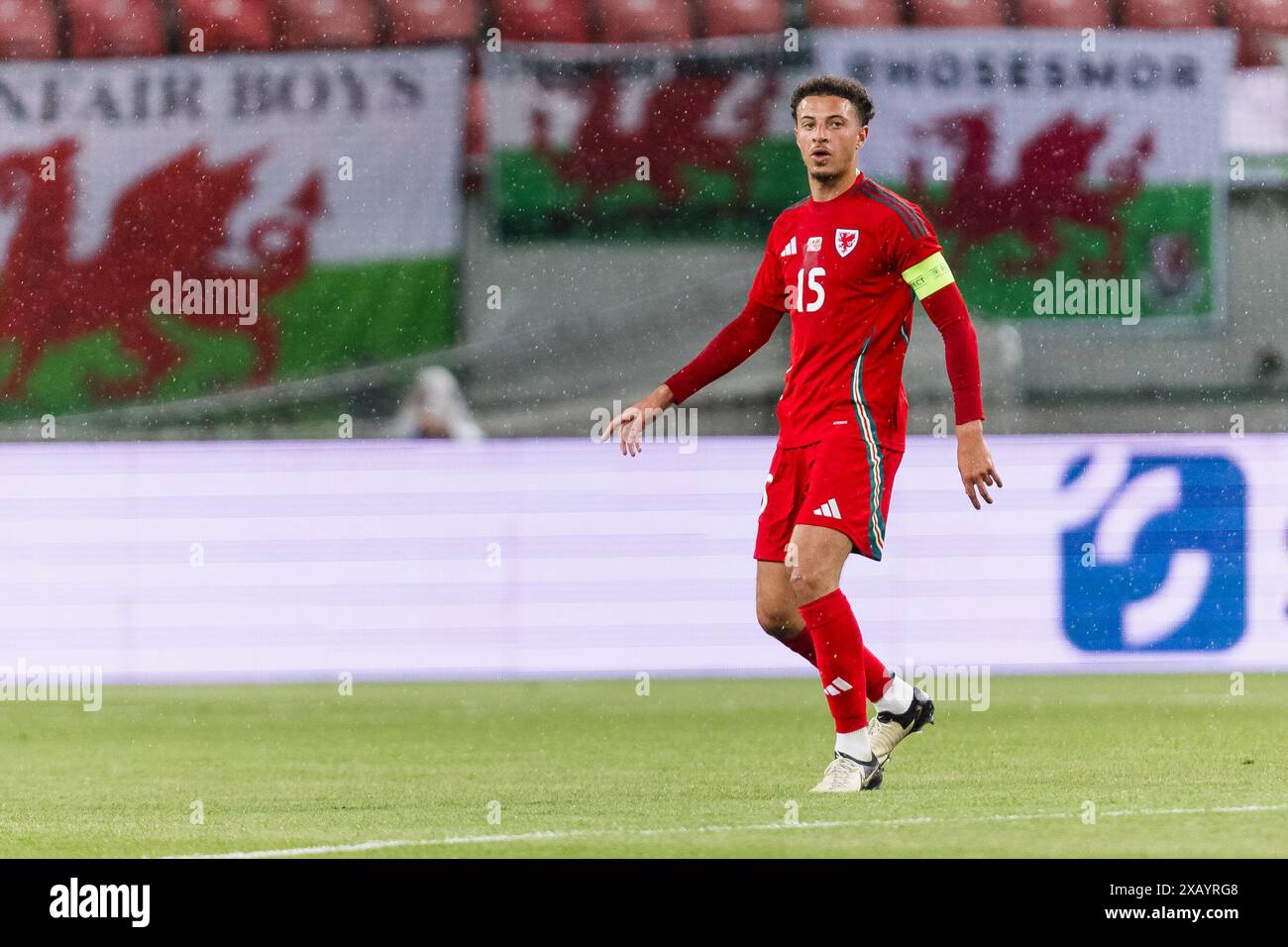 BRATISLAVA, SLOVAKIA - 09 JUNE 2024: Wales' Ethan Ampadu during the ...
