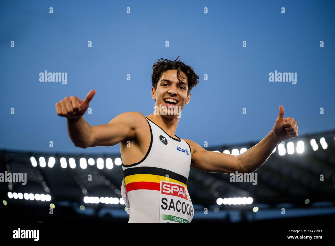 Rome, Italy. 09th June, 2024. Belgian Jonathan Sacoor celebrates after ...