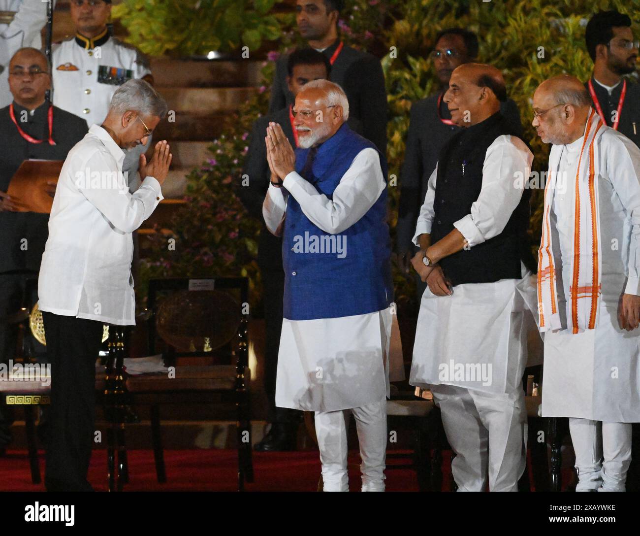 NEW DELHI, INDIA - JUNE 9: Bharatiya Janata Party (BJP) leader S. Jaishankar greets Prime ...