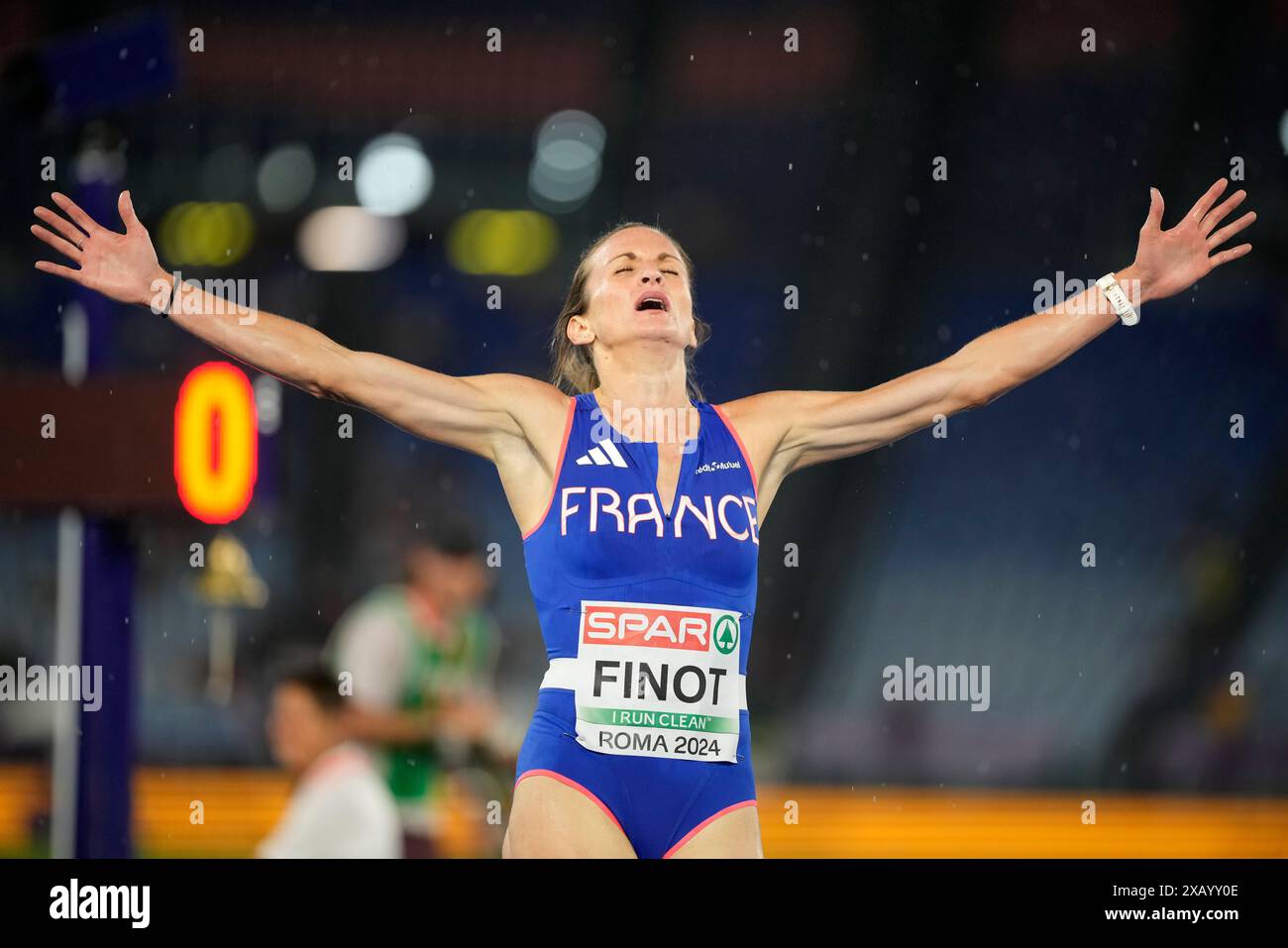 Alice Finot, of France celebrates after winning the gold medal in the ...