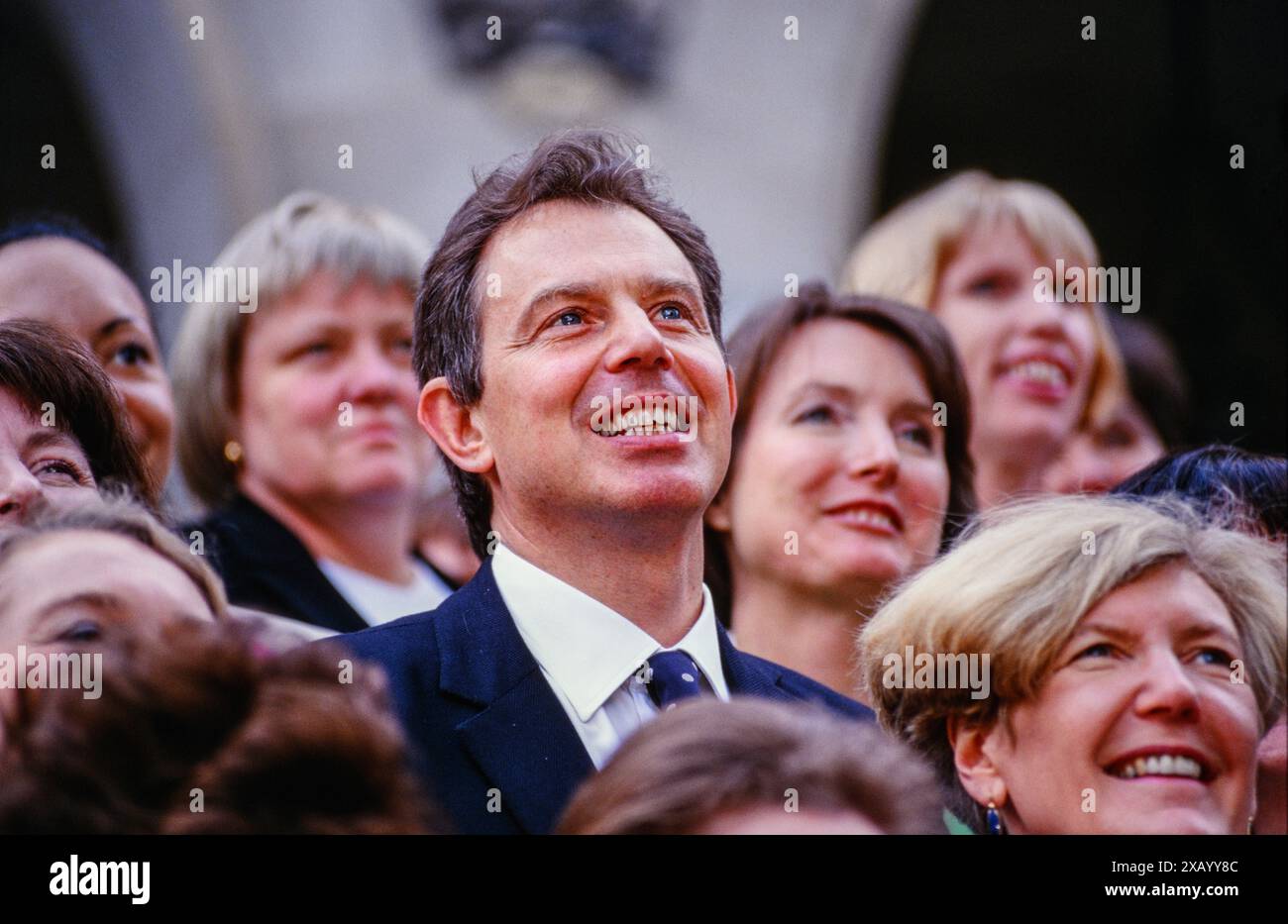 The new Labour Prime Minister, Tony Blair, surrounded by some of the ...