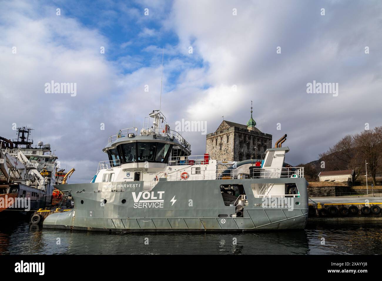 Utility vessel Volt Harvest I (bløggerfartøy) in the port of Bergen ...