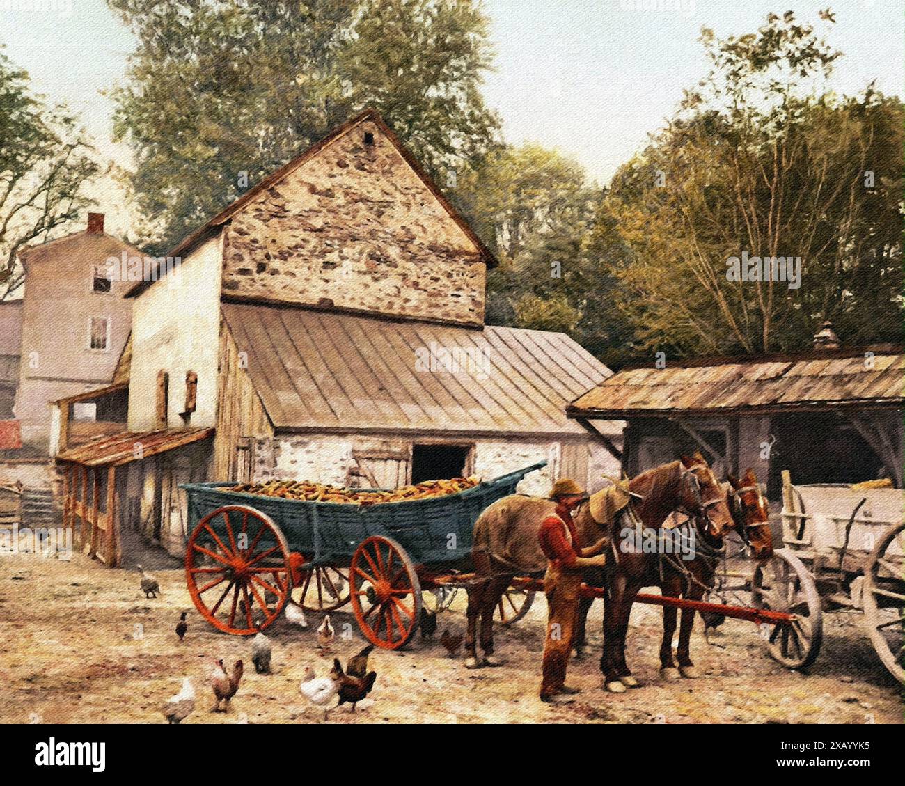Farmyard scene, United States 1900 Stock Photo - Alamy