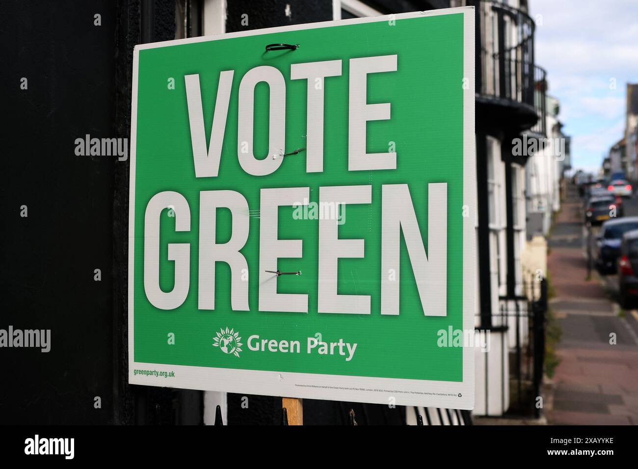 Green Party placard for the July 2024 election Stock Photo - Alamy