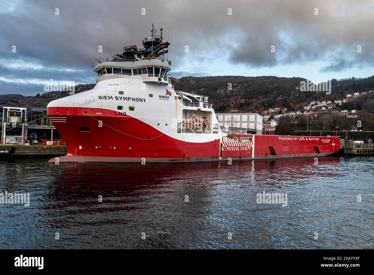 PSV offshore platform supply vessel Siem Symphony, berthed at ...