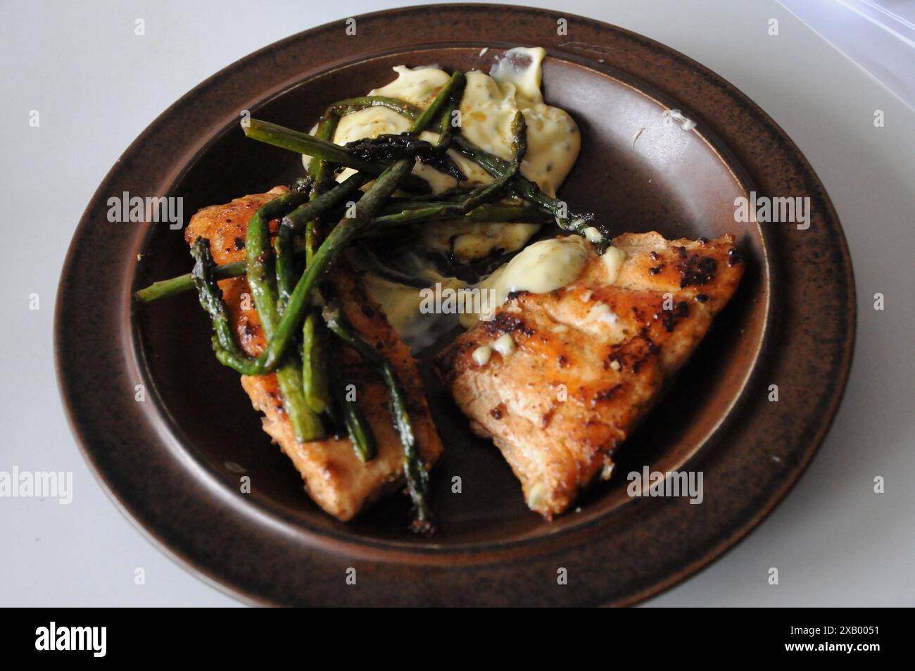 Copenhagen/ Denmark/09 JUNE 2024/ Salmon fish dish cooked with ...