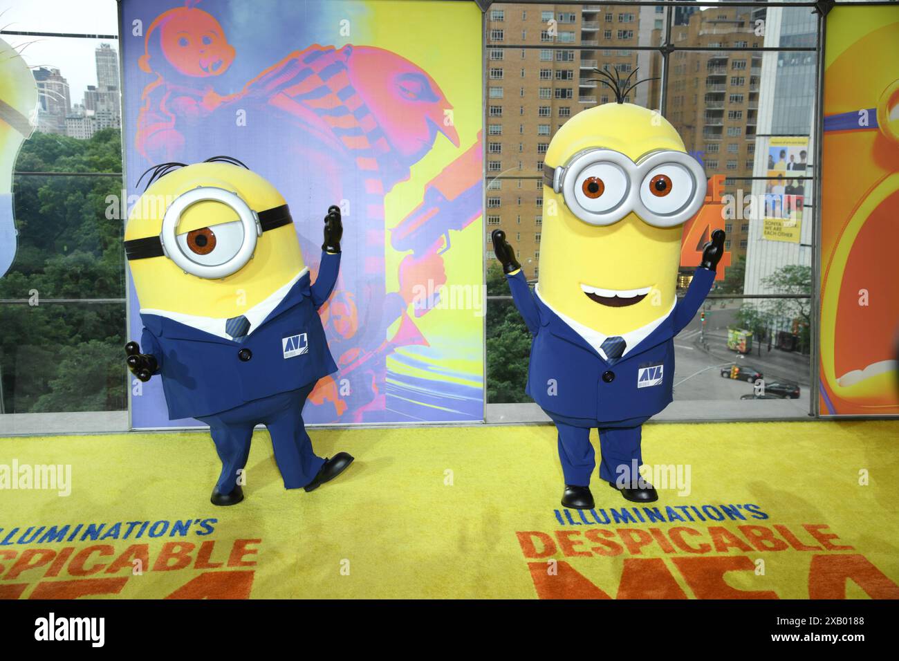 New York, USA. 09th June, 2024. Stuart the Minion and Kevin the Minion ...