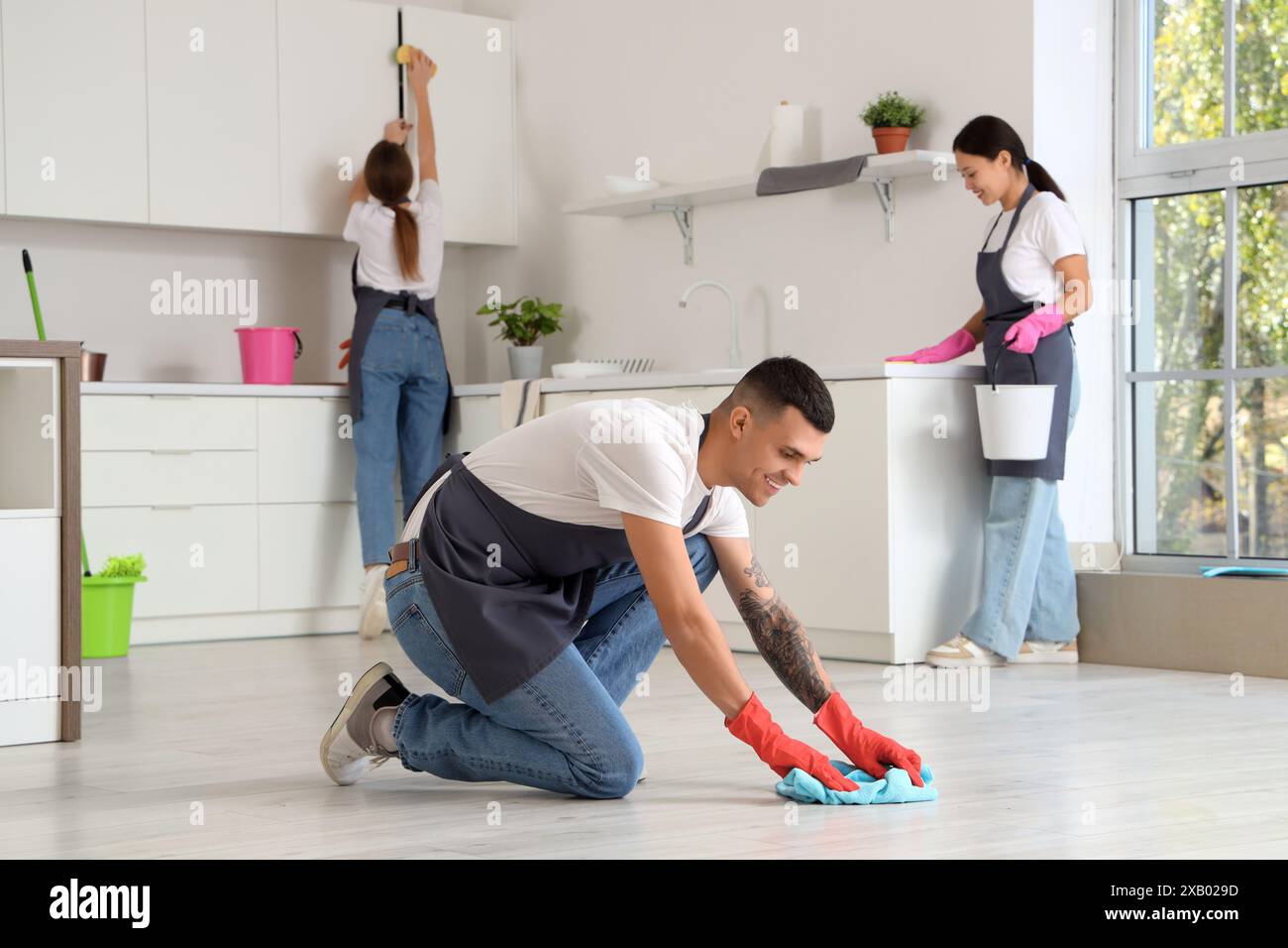 Portrait janitor cleaning floor hi-res stock photography and images - Alamy