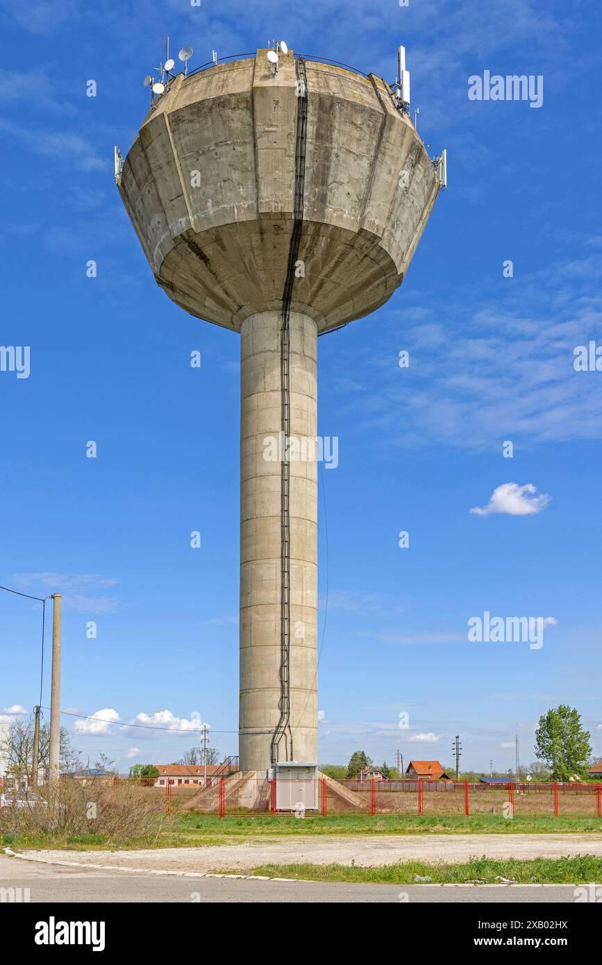 Obrenovac, Serbia - April 04, 2024: Tall Concrete Water Tower in ...