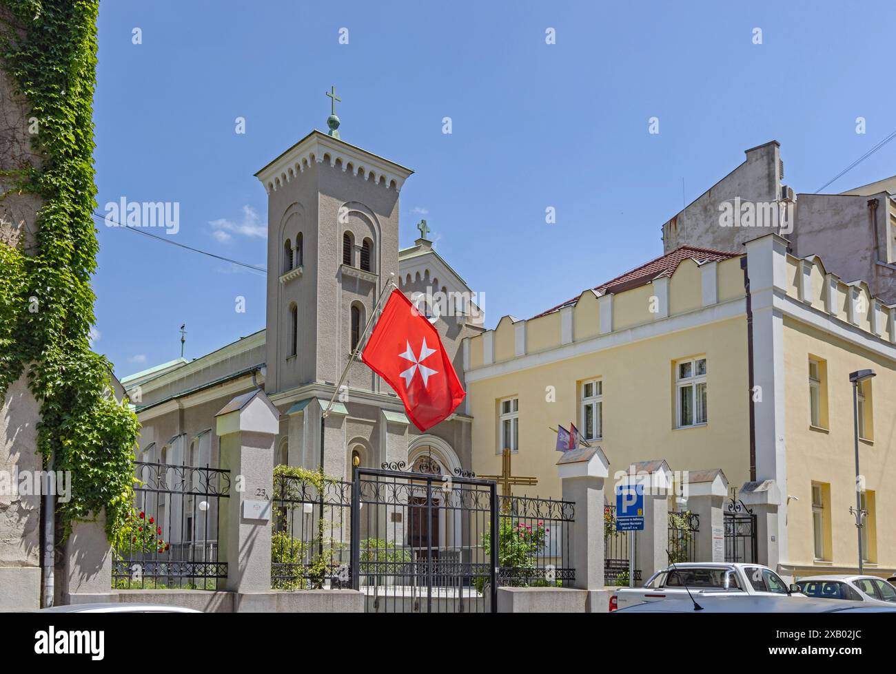 Belgrade, Serbia - May 11, 2024: Red Flag With White Maltese Cross at ...