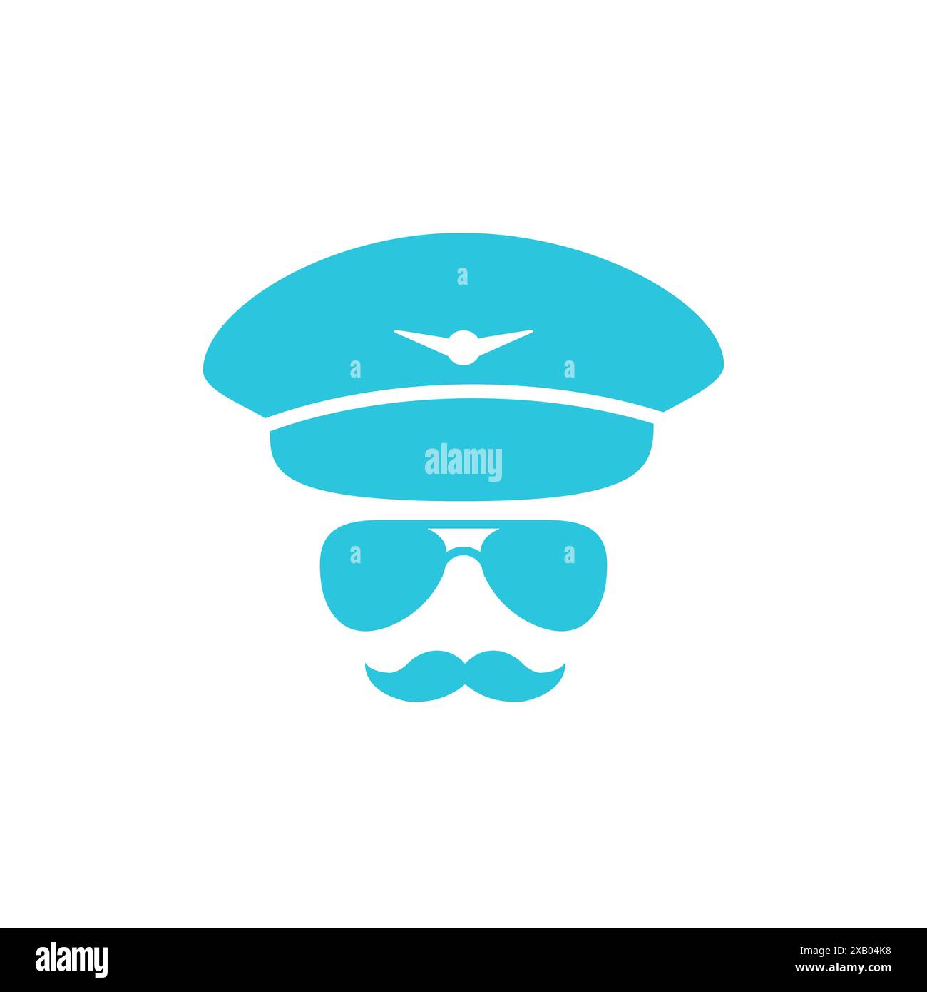 Flight captain pilot avatar, Isolated on white background. From blue ...