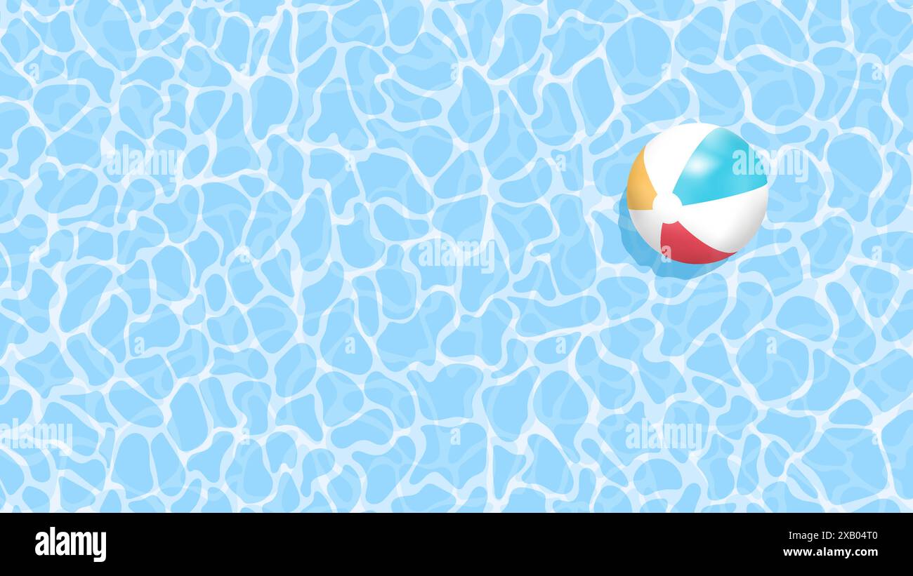 Summer holidays banner. Swimming pool top view.Beach ball in the empty ...
