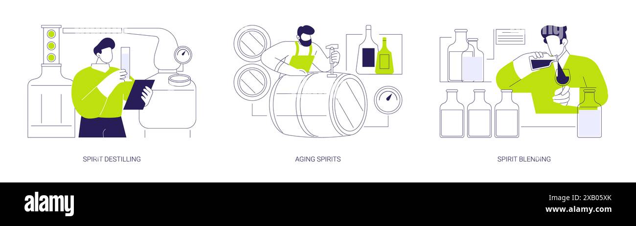 Hard liquor production abstract concept vector illustrations Stock ...