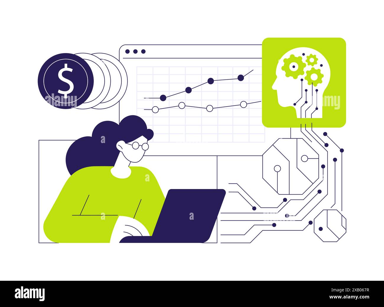 Ai Enhanced Financial Forecasting Abstract Concept Vector Illustration
