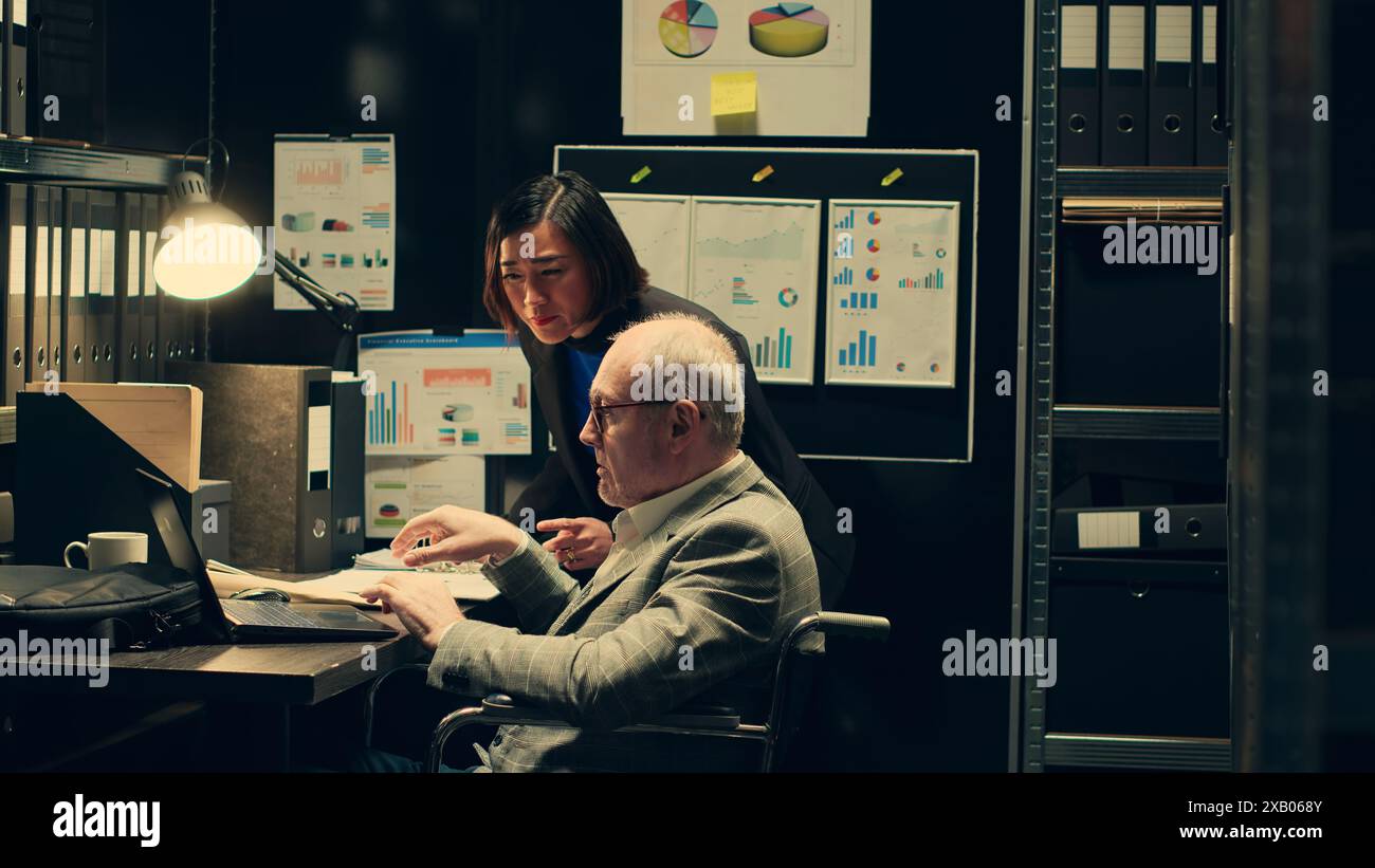 Forensic team examining evidence and medical records to uncover clues ...