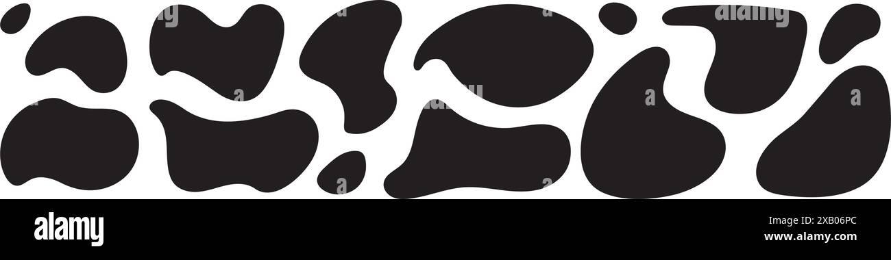 Organic Black Shape With Fluid And Irregular Form Abstract Blob And Amoeba Figure With Wavy