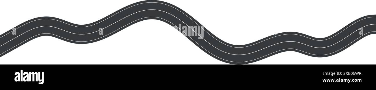 Wavy road with winding curves and horizontal path. Top view of race ...