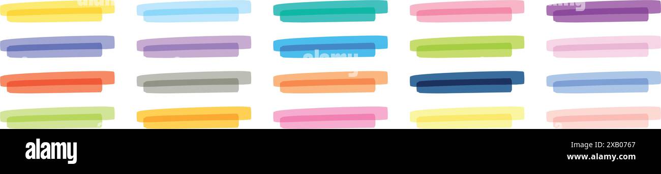 Colorful marker highlights and pen underlines with brush strokes. Text ...