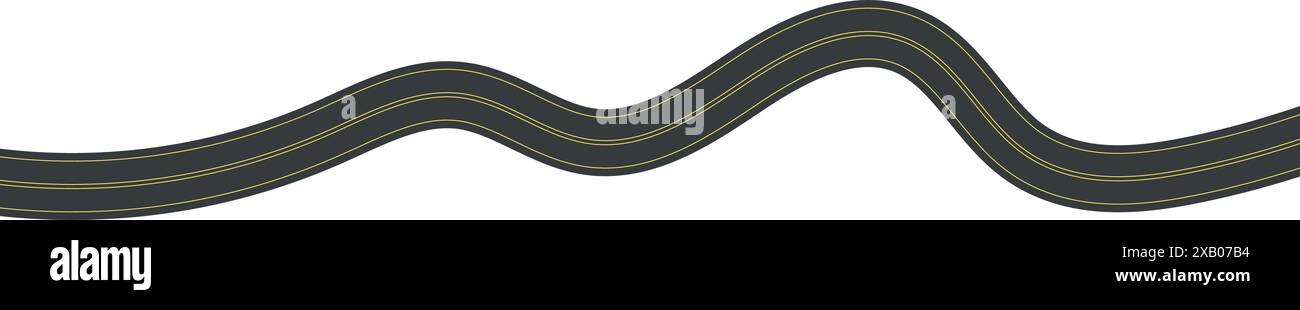 Wavy road with winding curves and horizontal path. Top view of race ...